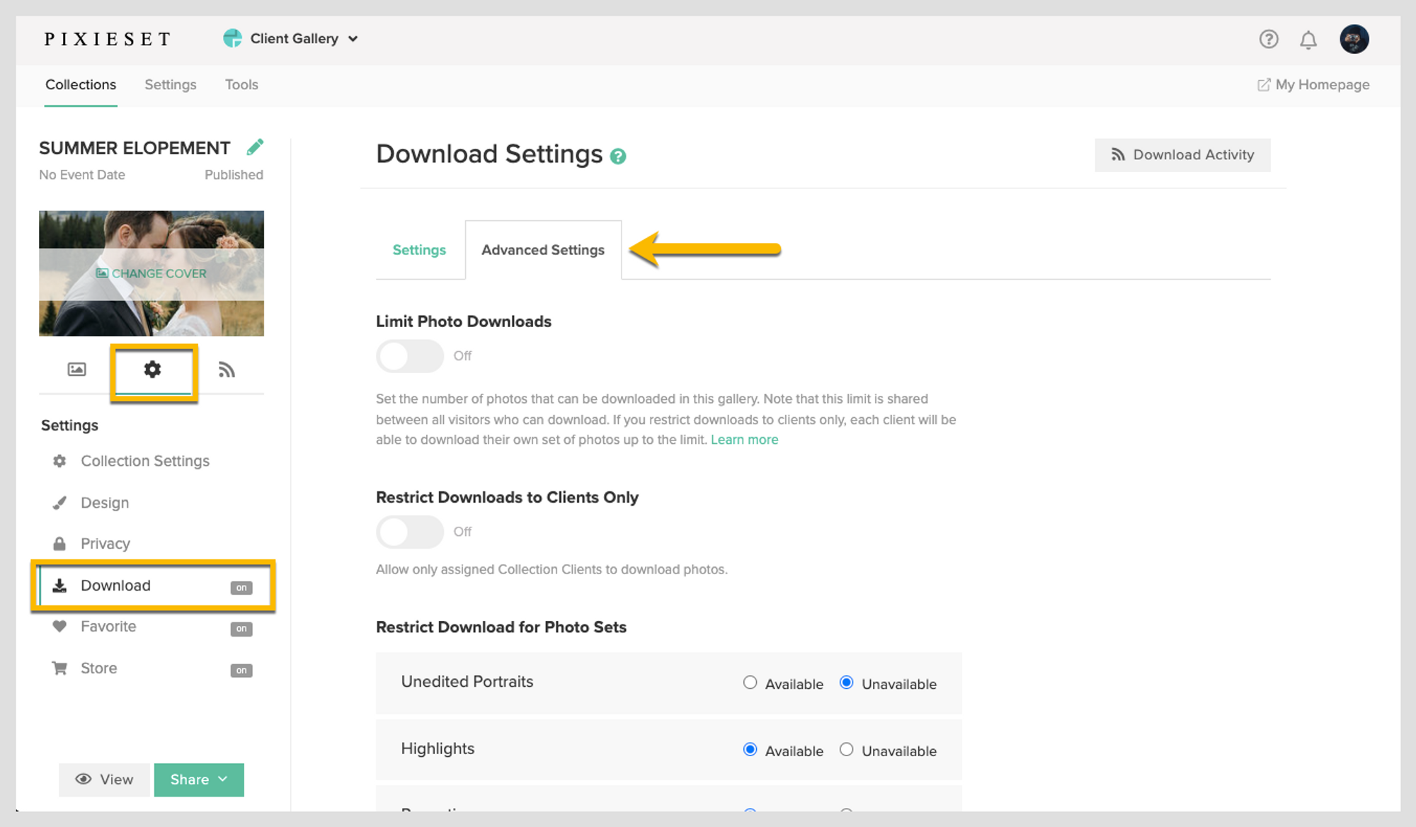 Limiting Free Downloads and Other Restrictions – Pixieset - Help Center