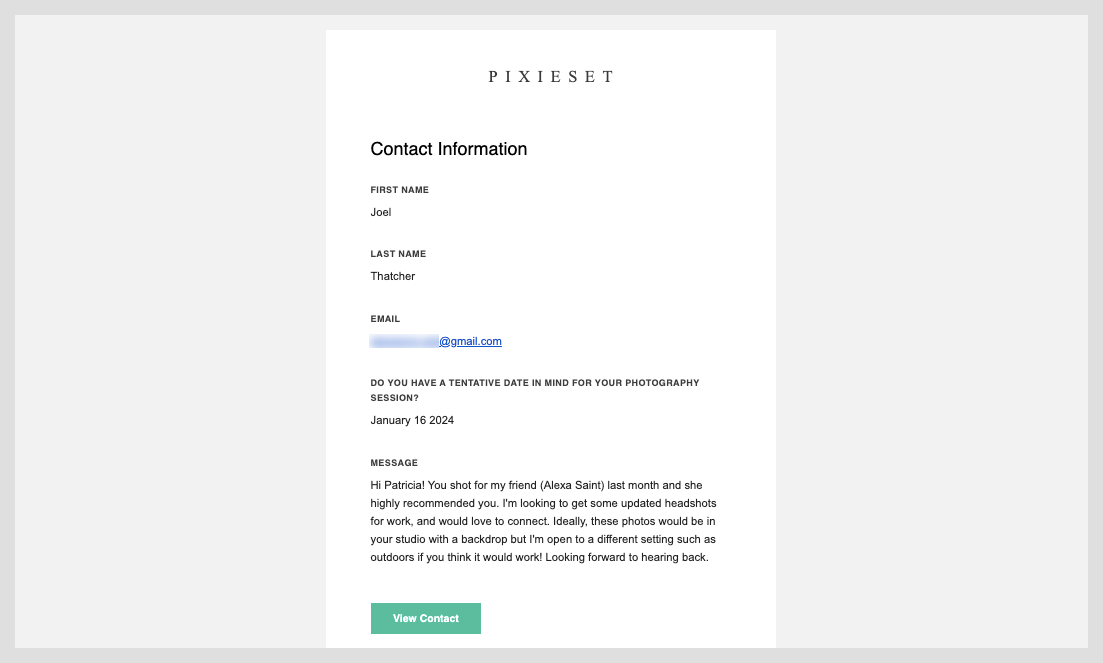 Capturing Leads and Contacts with Contact Forms – Pixieset - Help Center