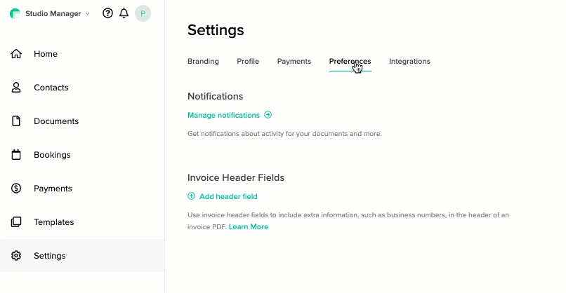 Where can I add custom business information to my invoice header ...