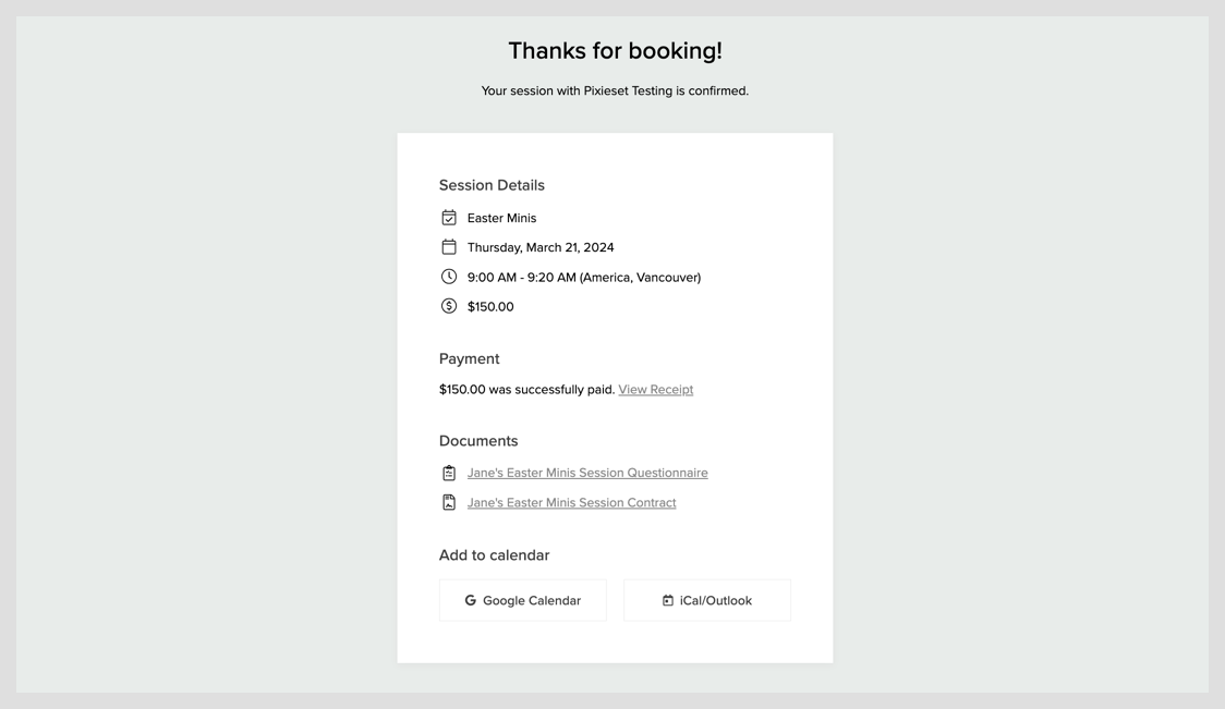 Manually Booking a Session for a Client – Pixieset - Help Center