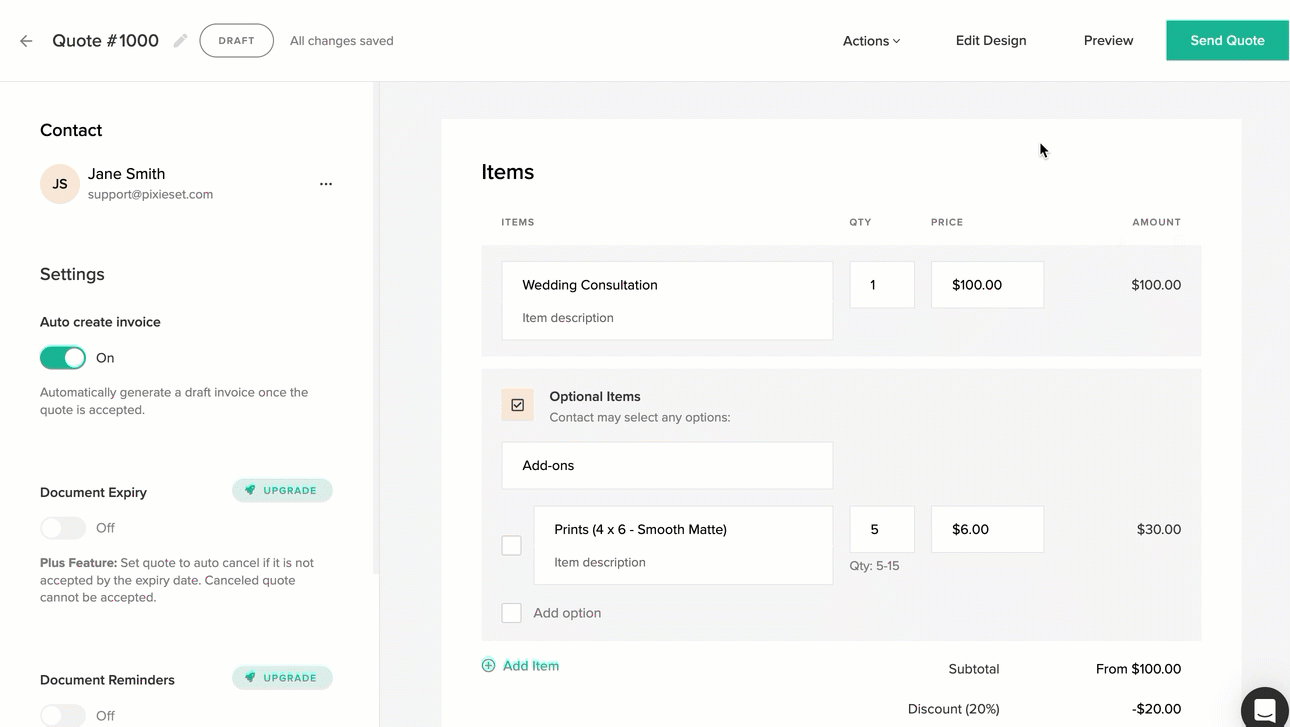 Creating and Sending a Quote – Pixieset - Help Center