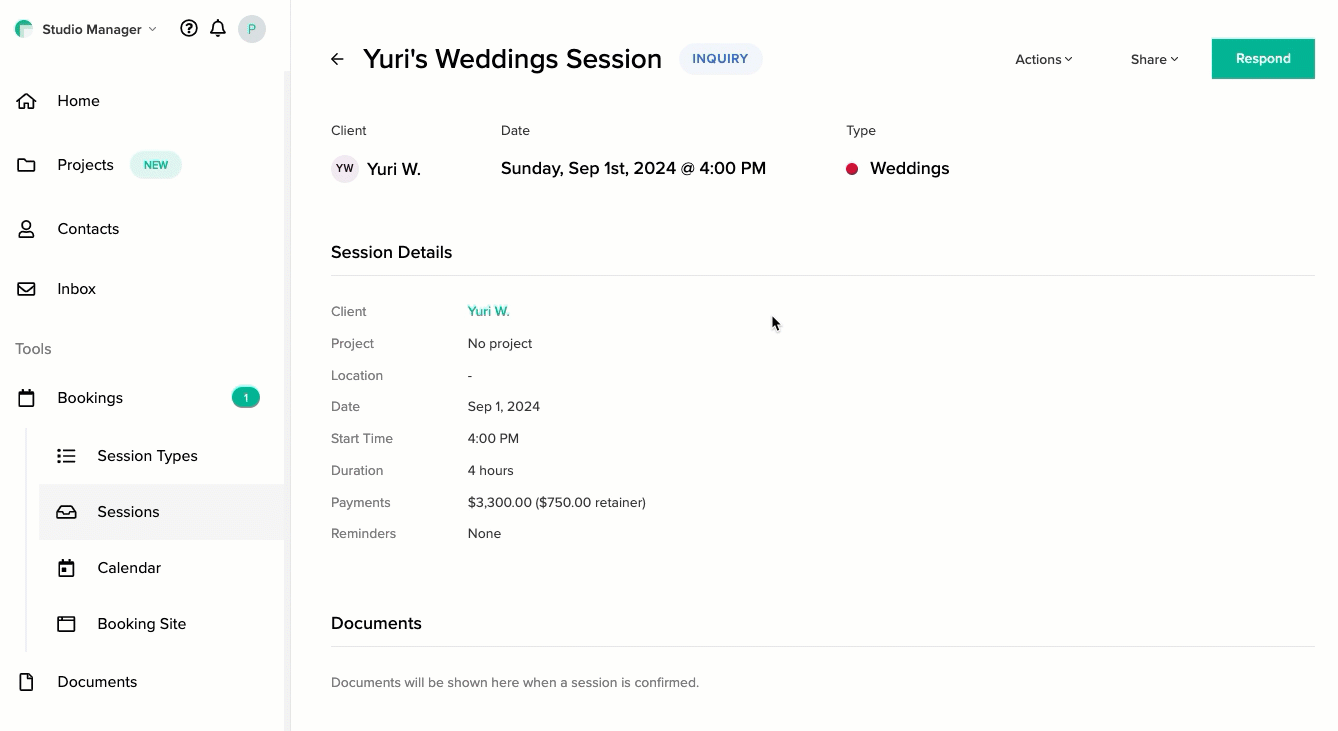 Responding to a Session Inquiry – Pixieset - Help Center