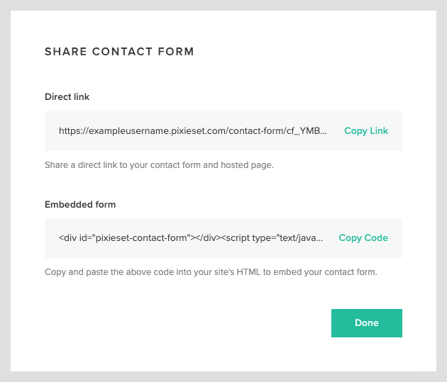 Capturing Leads and Contacts with Contact Forms – Pixieset - Help Center