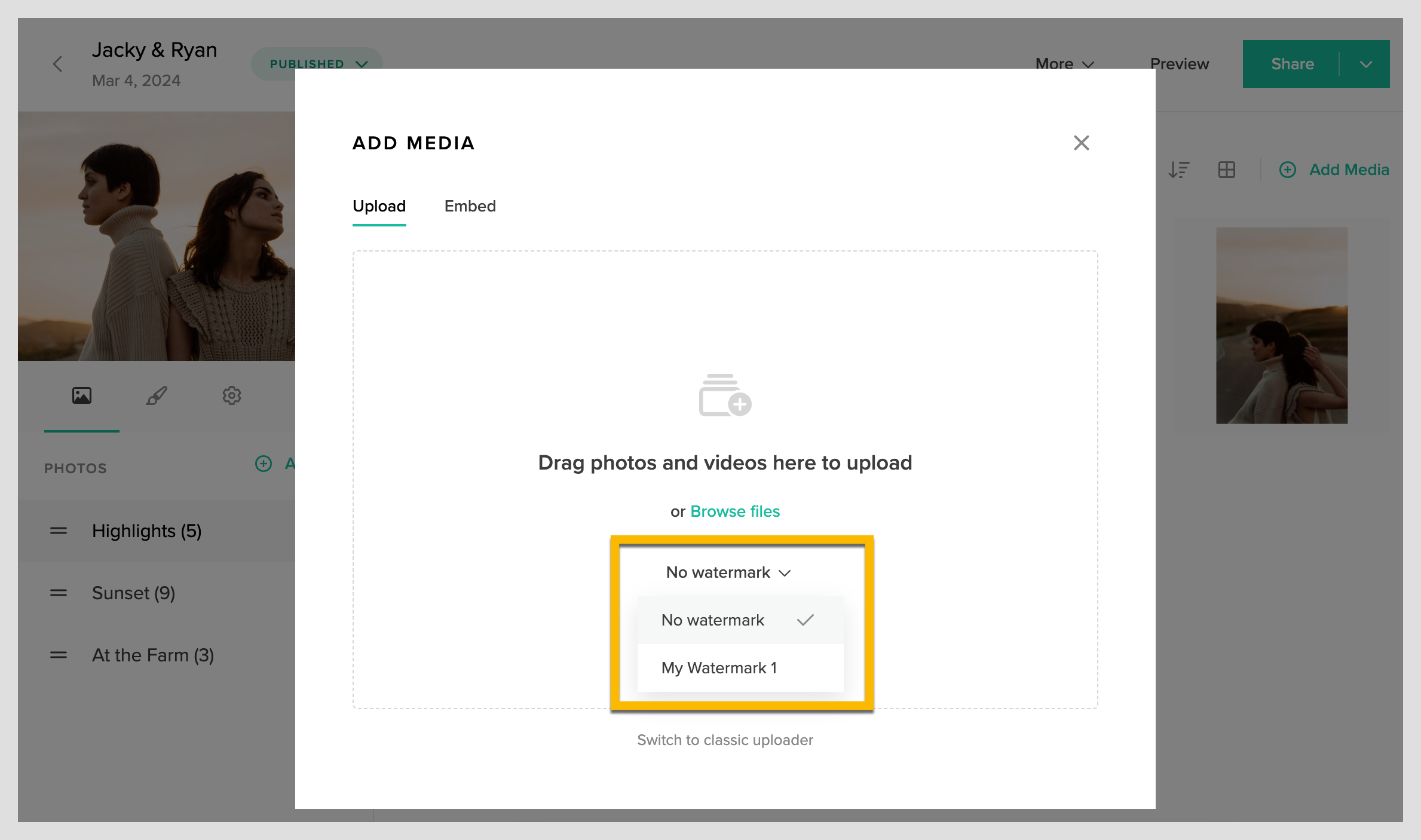 Adding & Applying a Watermark – Pixieset - Help Center