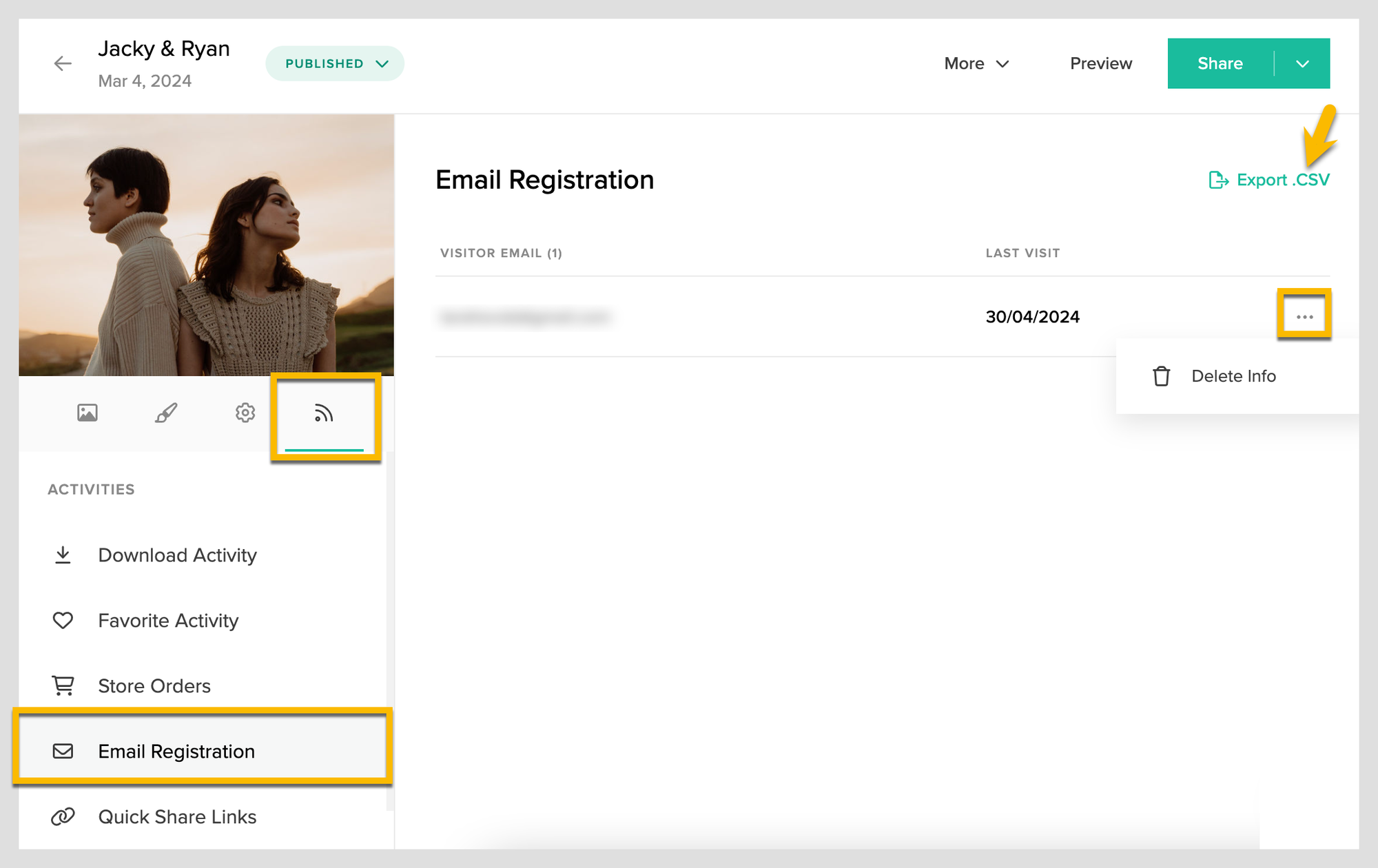 Collecting Email Addresses through Email Registration – Pixieset - Help ...