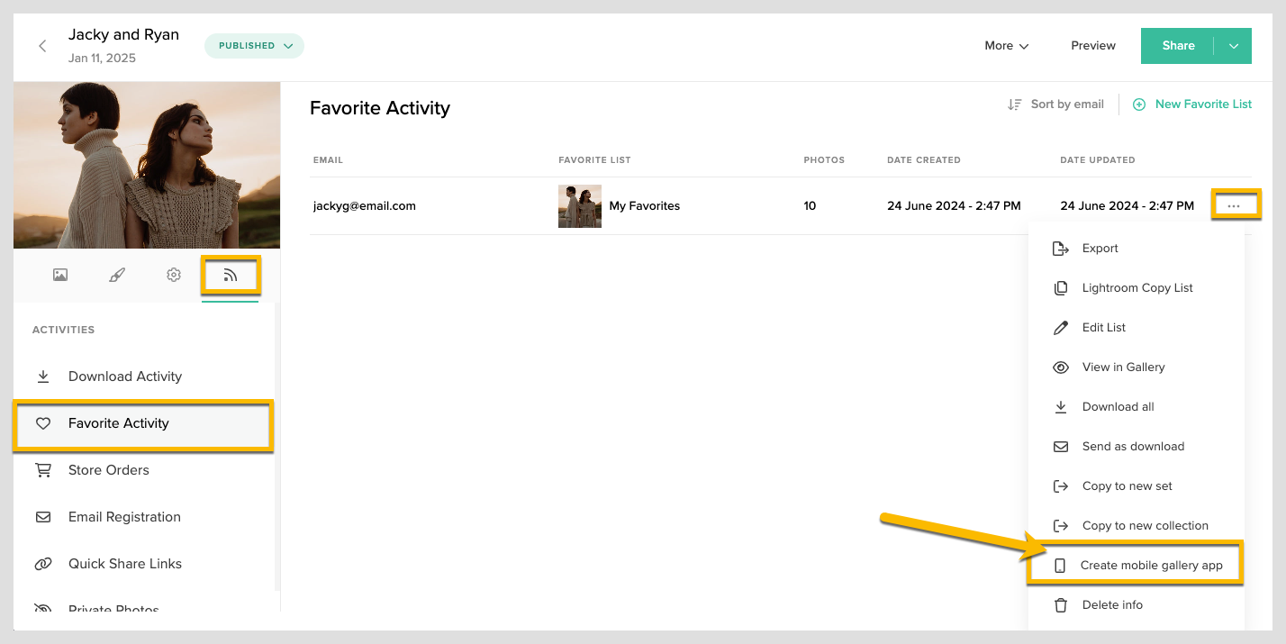 How do I create a Mobile Gallery App from one of my Client Gallery ...