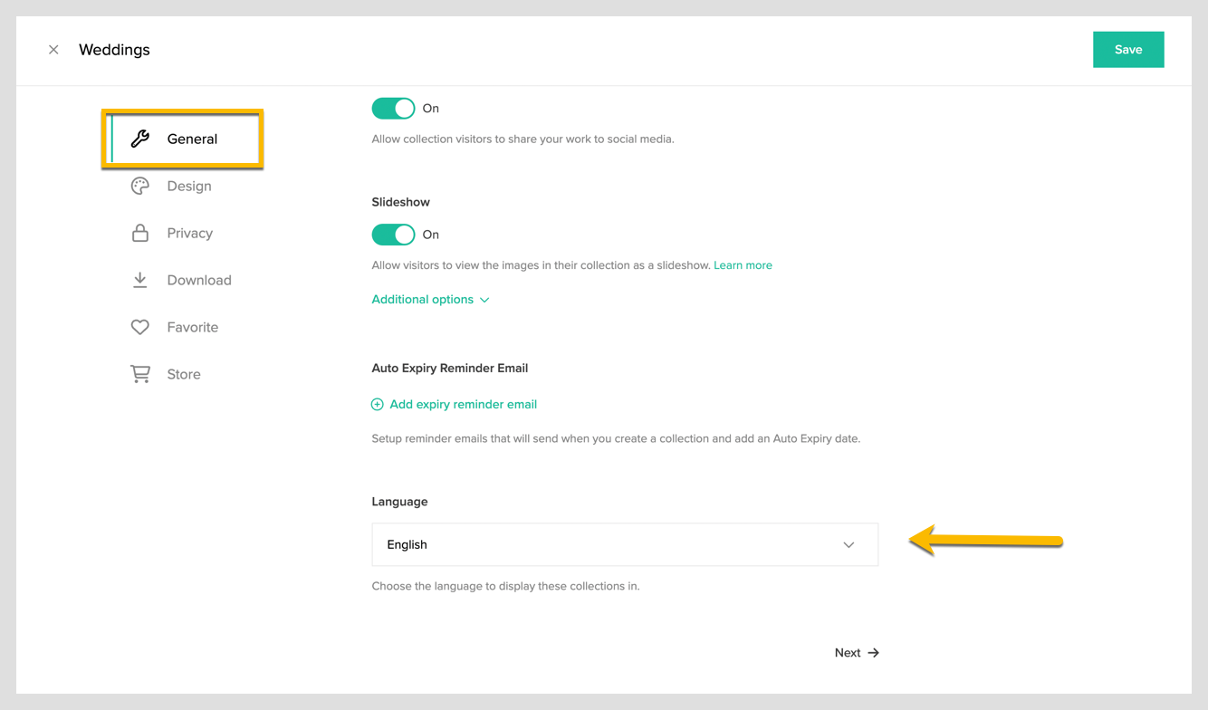Changing the Language for a Collection – Pixieset - Help Center